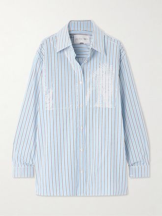 AZ FACTORY Chemise En Voile De Coton À Rayures Et À Sequins Candra X Lutz Huelle - Blanc