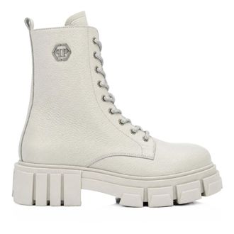 Philipp Plein Bottes basses en cuir - Femme - Chaussures - Blanc - Taille: 37 EU
