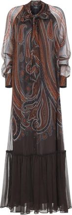 Etro Robe Longue en Soie - Femme - Robes - Brun - Taille: 38 FR