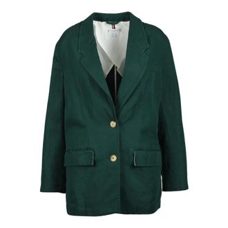 Tommy Hilfiger Baumwoll-Leinen-Jacke - - Jackets - Damen - Gr&uuml;n - L