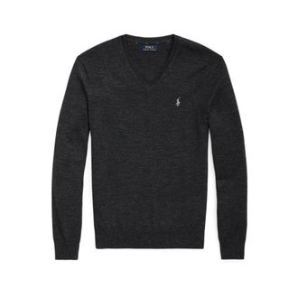 Polo Ralph Lauren Homme, Pulls, Gris, Taille: 2XL Pull gris &agrave; manches longues et col en V