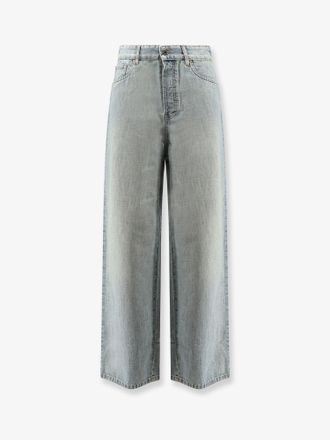 Miu Miu Cotton Jeans with Logo Lettering embroidery - MIU MIU - gender_Woman