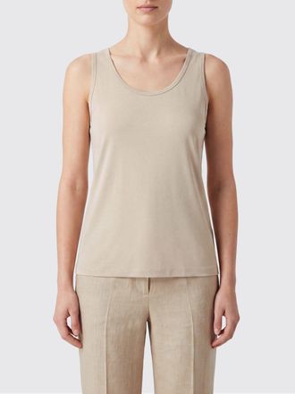 Max Mara Top sans manches en cr&ecirc;pe de Chine &agrave; col en U et coupe slim
