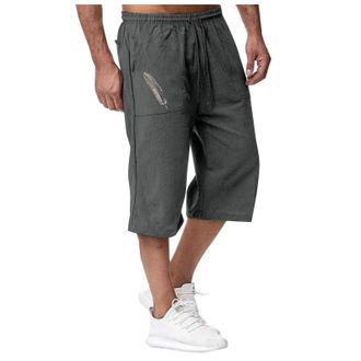 Generic 3/4 Hose Herren Sport, Caprihose Herren Sommer,Jogginghose Stretch Hosen mit Gummizug Trainingshose Baggy Sporthose Track Bequem Stoffhose Gym Freizei