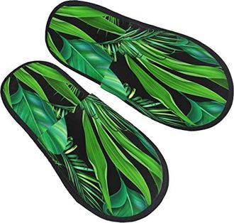 Generic Pantoufle Maison Feuilles De Palmier Monstera Tropical Chaudes Pantoufles Antid&eacute;rapantes Chaussons Maison Confortable Hiver Chaussures Chaudes Pour Ch