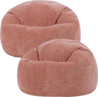 Icon Brand Kingston Sitzsack Cord, Hellrosa, 2er Pack, Sitzsack Erwachsene mit Füllung, Bean Bag, Cord Sessel, Lounge Sessel, Lounge Stuhl, Schlafzimmer, Wohnzim