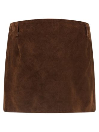 Marni Suede & Leather Contrast Skirt - Brown
