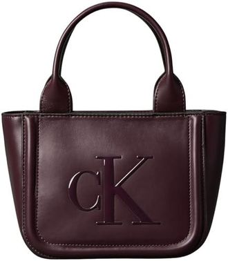 Calvin Klein Cabas Sac Femme Bold Small With Strap avec Logo, Rouge (Fudge), Taille Unique