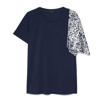 Fiorella Rubino Femme, Tops, Bleu, Taille: 44 FR T-shirt bimati&egrave;re avec manche imprim&eacute;e