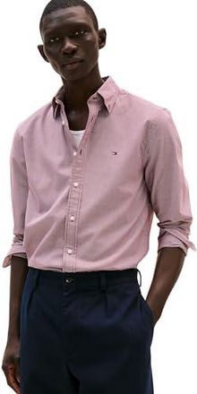 Tommy Hilfiger Chemise Homme Flex Poplin Micro Gingham Regular Fit, Rouge (Deep Rouge/Check), XL