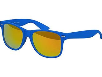 Balinco Lunettes de soleil UV400 CAT 3 CE Rubber - avec charni&egrave;re &agrave; ressort pour femmes & hommes (bleu - rouge/orange miroit&eacute;)
