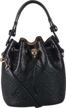 Tory Burch Femme, Sacs, Noir, Taille: ONE Size T Monogram Pebble Mini Bucket Bag