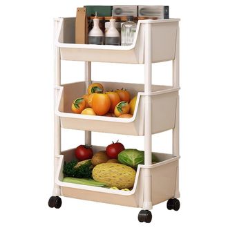 Generic Robuster mehrst&ouml;ckiger Kunststoffwagen mit drehbaren R&auml;dern for K&uuml;che, Bad, Wohnzimmer, B&uuml;ro