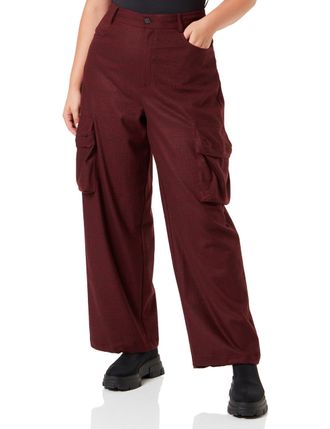 Pinko Damen Rhydon Flanellhose Dise Hose, Yz7_Bordeaux/Black, 66