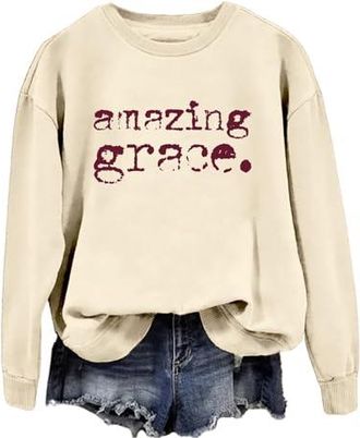 Generic Sweat-shirt Amazing Grace pour femme, sweat-shirt Amazing Grace, chemise amusante pour femme, abricot, XXL
