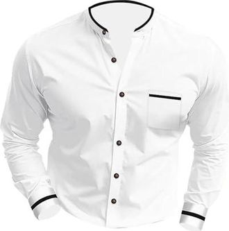 Generic Chemise &agrave; manches longues en coton pour homme - Coupe normale - Coupe ajust&eacute;e, b, 3XL