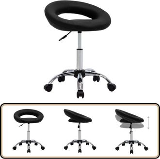vidaXL Arbeitshocker auf Rollen Schwarz Kunstleder - Bürostuhl - Rollstuhl - Arbeitshocker - Bürobedarf - Ergonomischer Stuhl