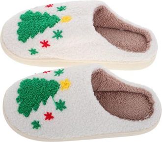 Beaupretty Pantoufles Femme Sapin De Noël Semelles Antidérapantes Pour Maison Pantoufles Chaudes Festives Hiver