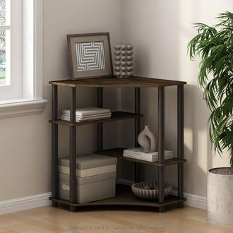 Furinno Turn-N-Tube Multifunktionales Eckregal, Präsentationsständer, Bücherregal, Columbia Walnuss/Schwarz