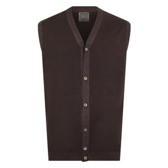 Fedeli &Auml;rmellose Strickjacke - - Knitwear - Herren - Braun - 4XL