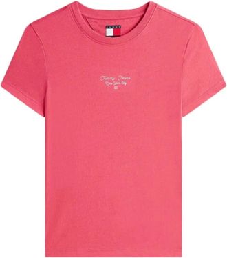 Tommy Jeans Femme, Tops, Rose, Taille: 38 FR TJW Slim Ess Logo 1 Tee