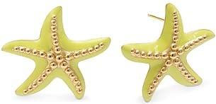 Singularu Boucles dOreille Starfish Enamel Colors. Laiton avec Plaqu&eacute; or 18 carats et &Eacute;mail. Bijoux pour Femme