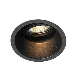 QAZQA alloy - Spot encastrable - 1 lumière - Ø 8.8 cm - Noir - Moderne - éclairage intérieur - Salon I Chambre I Cuisine I Salle à manger