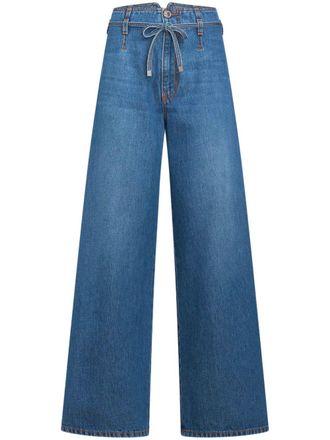 Etro Jeans mit Blumenstickerei - Blau