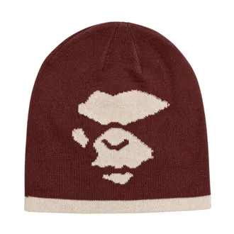 A Bathing Ape A Bathing Ape, Homme, Accessoires, Brun, Taille: ONE Size Bonnet en maille &eacute;lastique &agrave; motif