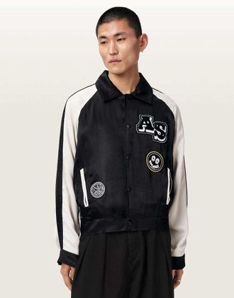 AllSaints Orville - Jacke in Schwarz/Elfenbein