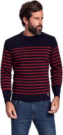 Armor Lux Herren Gestreifter Matrosenpullover Mol&egrave;ne aus Wolle Pullover, Mehrfarbig (I78 Navire/Rouge Piment I78 Navire/Rouge Piment), Large