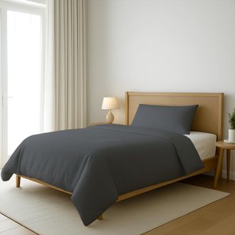 Pizuna 600 Fadenzahl aus Baumwolle Bettw&auml;sche Dunkelgrau, 100% Langstaple Baumwolle Bettbezug und Kissenbezug, 100% Baumwolle Mako Satin 2-Teilig Bettw&auml;sches