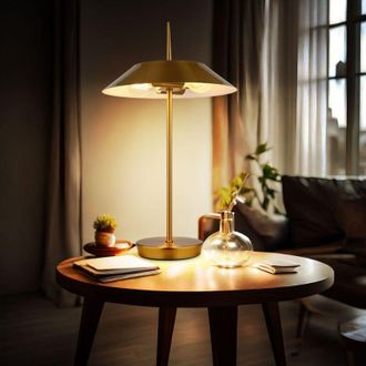 Globo Lighting Tischlampe Nachttischleuchte Wohnzimmerlampe Beistelllampe Schlafzimmerleuchte, Metall messingfarben, 2x E27, DxH 30 x 52 cm