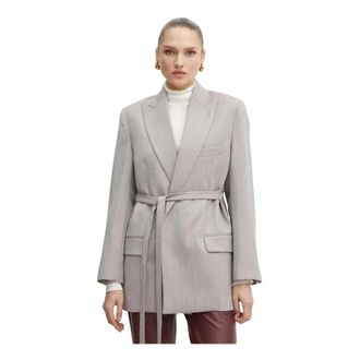 Victoria Beckham Blazer mit Bindeg&uuml;rtel - - Jackets - Damen - Grau - M