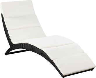vidaXL Klappbare Sonnenliege mit Auflage Poly Rattan Schwarz Vidaxl