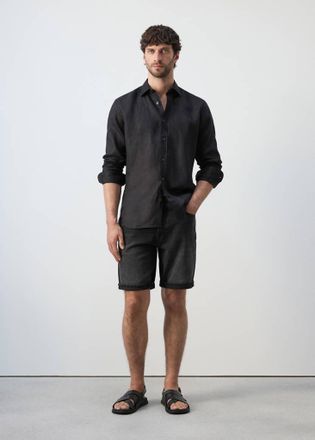 Mango Bermuda en jean slim fit black denim - Homme - 38 - MANGO MAN