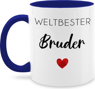 Shirtracer Tasse Tassen 325ml - Weltbester Bruder Geschenk | Geschenkidee für den besten Bruder der Welt | Geschenke für Brüder - 325 ml - Dunkelblau - herz gebu