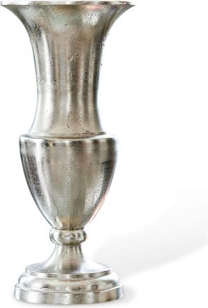 Loberon Vase Gilberta, pr&auml;chtig und modern zugleich, schlankes Design, f&uuml;r Trockenblumen, Blumen & Efeu, Wohndekoration, Aluminiumguss, antiksilber