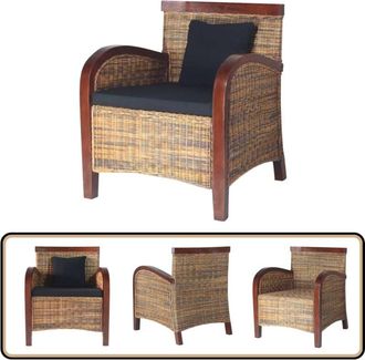 vidaXL Sessel Rattan Handgeflochten - Rattan Sessel - Handgeflochtener Sessel - Esszimmerstuhl - Lounge Sessel - Wohnzimmer Dekoration