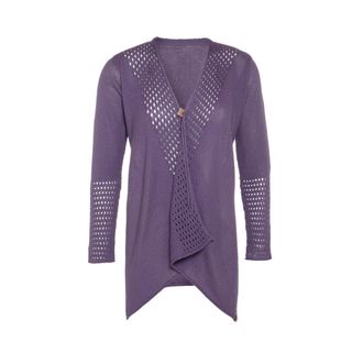 Knit Factory April Strickjacke - Mittellange Damen Strickjacke - Sommer Cardigan aus Baumwollmix - Hochwertige Qualität - Violett - 40/42