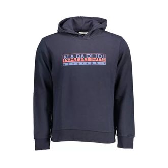 Napapijri Blauer Baumwollpullover mit Kapuze und Druck - - Sweatshirts & Hoodies - Herren - Blau - 2XL