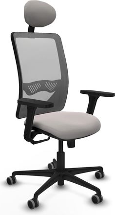 Piqueras y Crespo Schreibtischstuhl Zulema, h&ouml;henverstellbare Lendenwirbelst&uuml;tze und festes Kopfteil, ausgestattet mit 3 Positionen und Schneidschaum, Grau/Wei&szlig;
