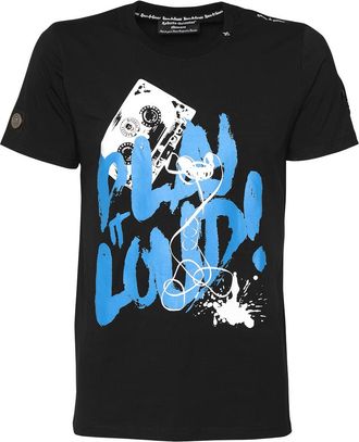 Roberto Geissini Herren T-Shirt Play IT Loud bl-Blue 3XL