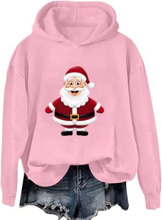 Generic HUIFUAO Sweat à capuche de Noël pour femme - Drôle de Père Noël - Grande taille - Tenue de Noël à manches longues - Joli costume de vacances - Cadeau 