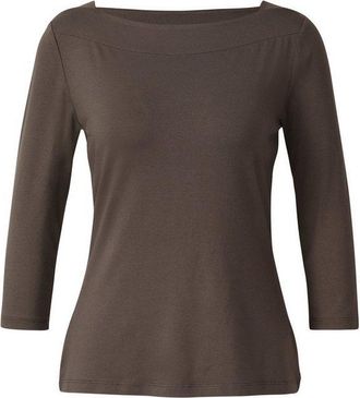 Comma 3/4-Arm-Shirt T-Shirt Viskoseshirt im Slim Fit mit 3/4-&Auml;rmeln