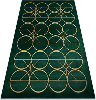 RugsX Exklusiv emerald Teppich 1010 glamour, stilvoll Kreise Flaschengrün / gold green 80x150 cm
