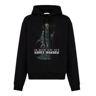 Ih Nom Uh Nit IH NOM UH Nit, Homme, Sweatshirts et sweats &agrave; capuche, Noir, Taille: M Santa Muerte Print Sweat &agrave; capuche