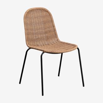 Sklum Reiven Stapelbarer Esszimmerstuhl aus Korbgeflecht Nat&uuml;rlich