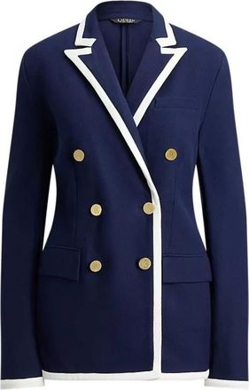 Ralph Lauren Femme, Vestes, Bleu, Taille: 38 FR Blazer piqu&eacute; &agrave; double boutonnage bicolore