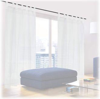 Relaxdays Gardinen 2er Set, HxB: 175x140 cm, halbtransparente Vorhänge, Wohn- & Schlafzimmer, Schlaufengardinen, weiß